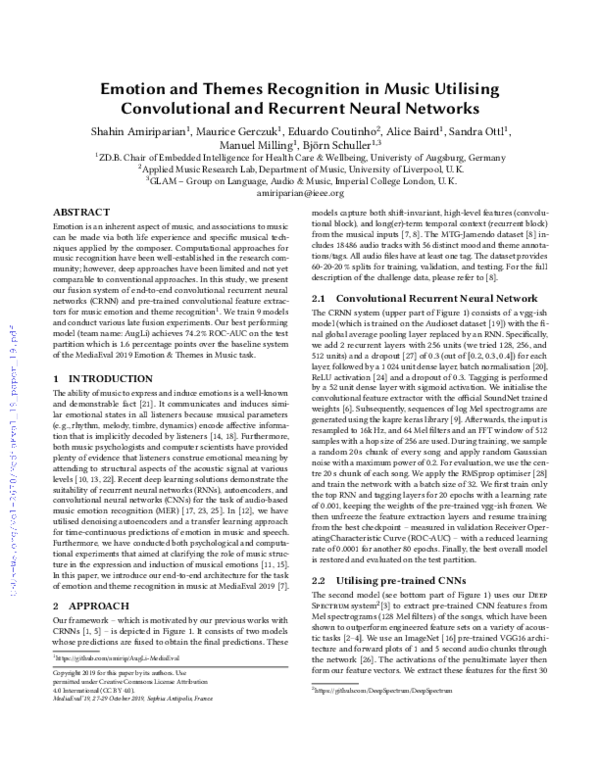 (PDF) Emotion and Themes Recognition in Music Utilising Convolutional ...