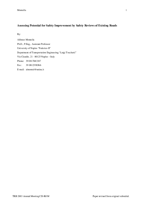 (PDF) Assessing Potential for Safety Improvement by Safety Reviews of ...