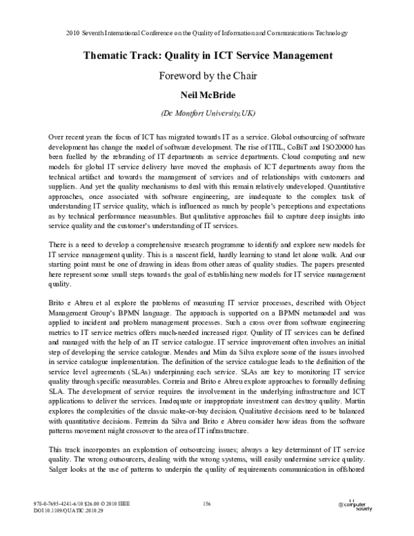 (PDF) Quality in ICT Service Management