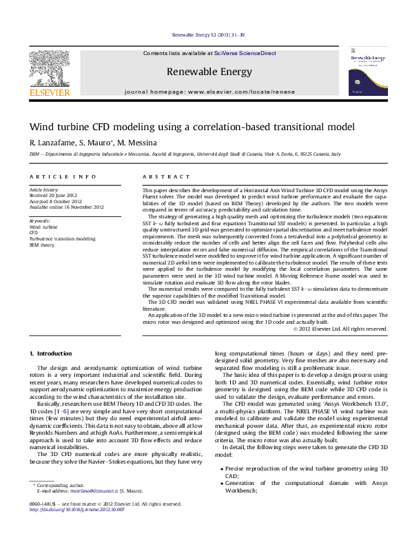 (PDF) Wind turbine CFD modeling using a correlation-based transitional model