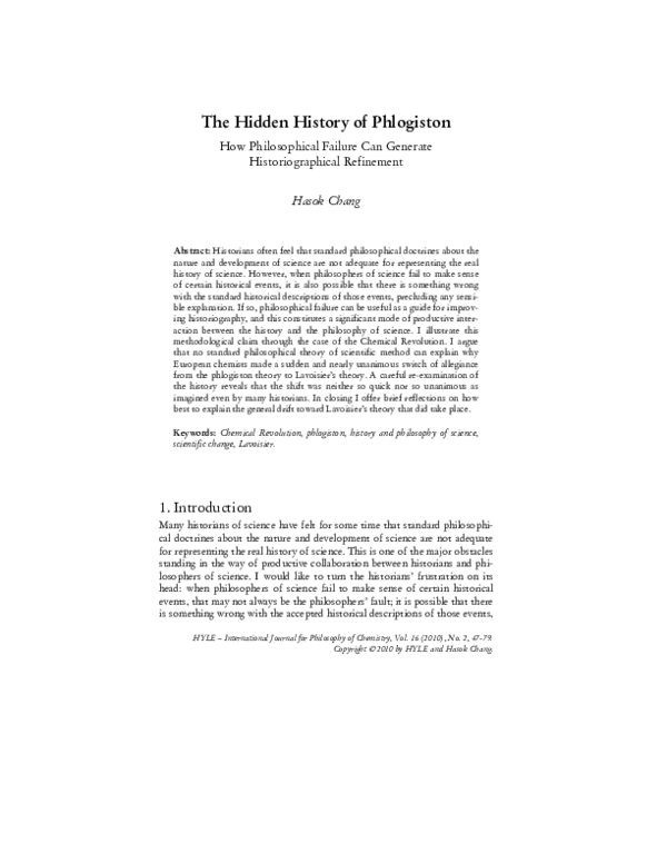 (PDF) The Hidden History of Phlogiston: How Philosophical Failure Can ...