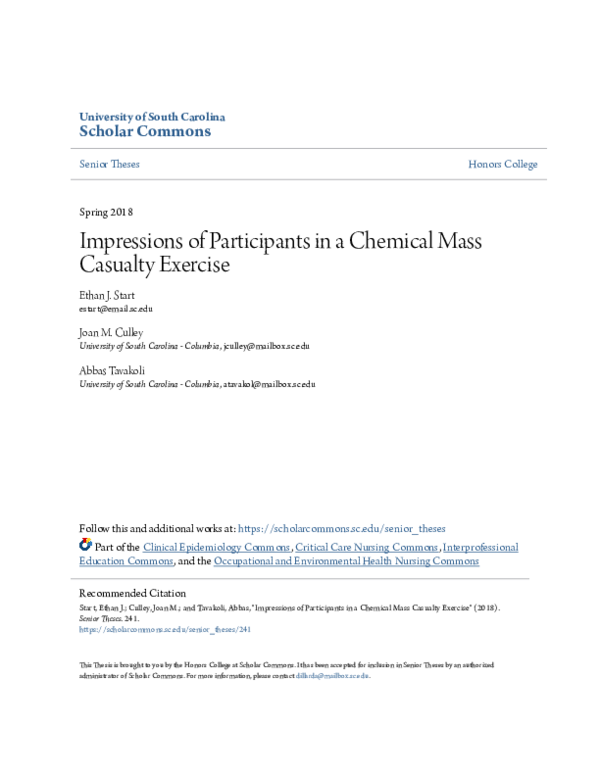 (PDF) Impressions of Participants in a Chemical Mass Casualty Exercise ...