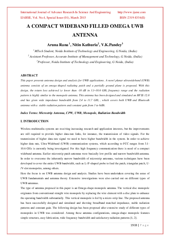 (PDF) A Compact Wideband Filled Omega Uwb Antenna