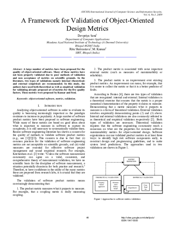 (PDF) A Framework for Validation of Object Oriented Design Metrics
