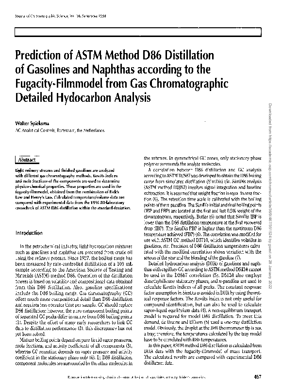 (PDF) Prediction of ASTM Method D86 Distillation of Gasolines and ...