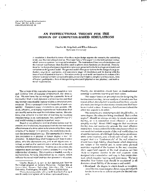 (PDF) An instructional theory for the design of computer-based simulations