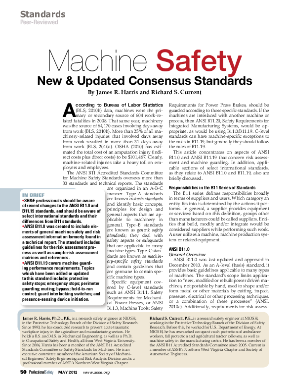 (PDF) Machine Safety: New & Updated Consensus Standards