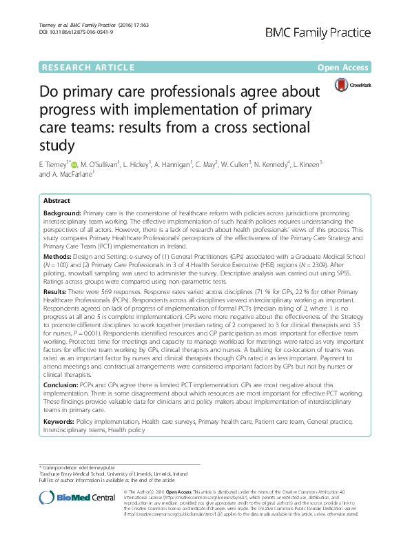 (PDF) Do primary care professionals agree about progress with ...