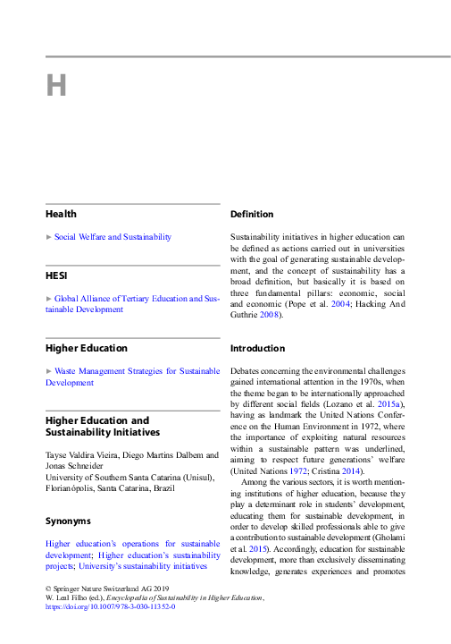 (PDF) Higher Education’s Sustainability Assessment Procedures