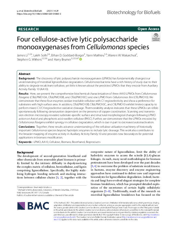 (PDF) Four cellulose-active lytic polysaccharide monooxygenases from ...