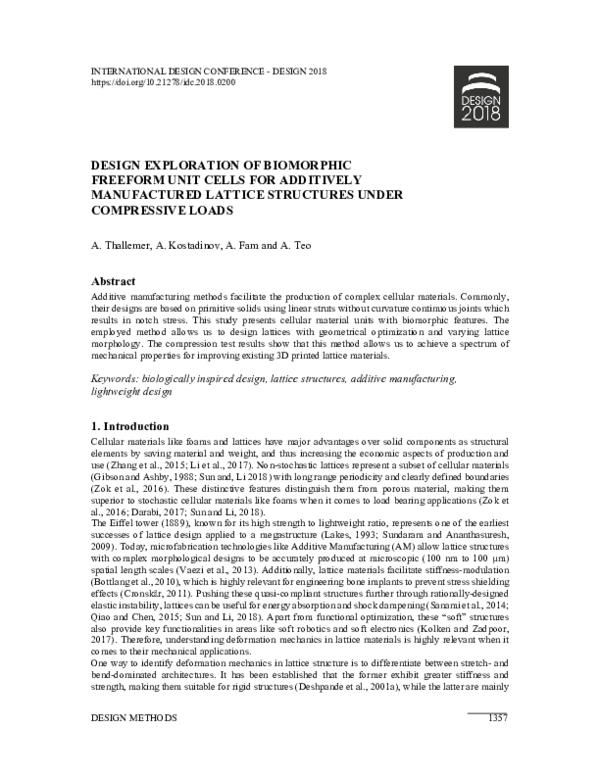 (PDF) Design Exploration of Biomorphic Freeform Unit Cells for ...