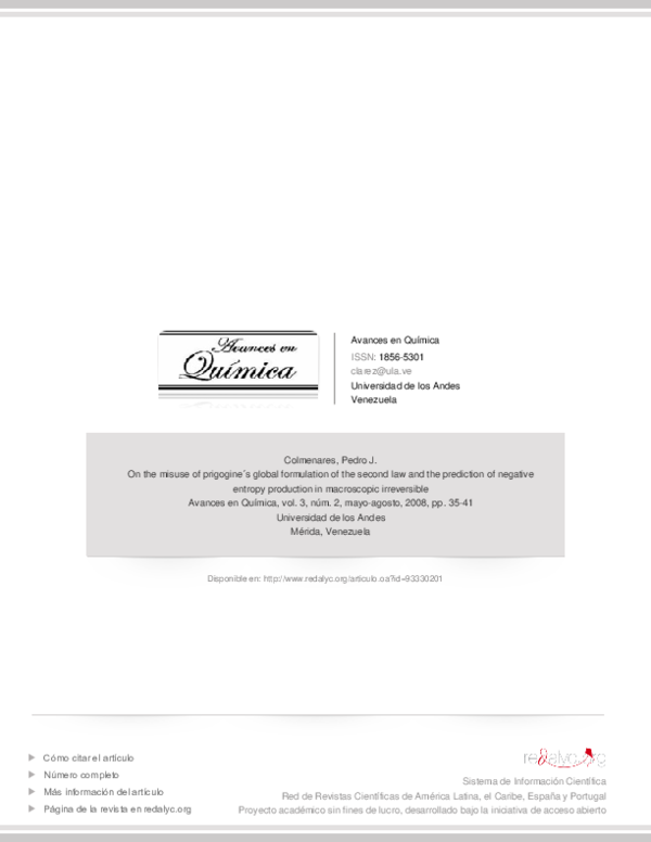 (PDF) On the misuse of Prigogine's Global Formulation of the Second Law ...