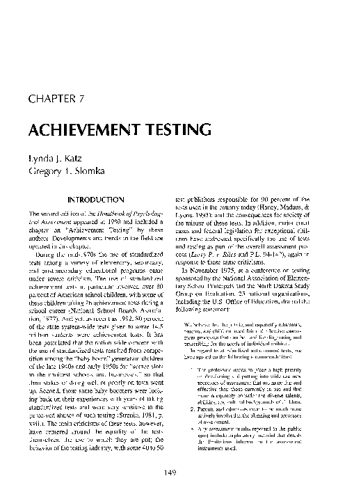 (PDF) Achievement Testing