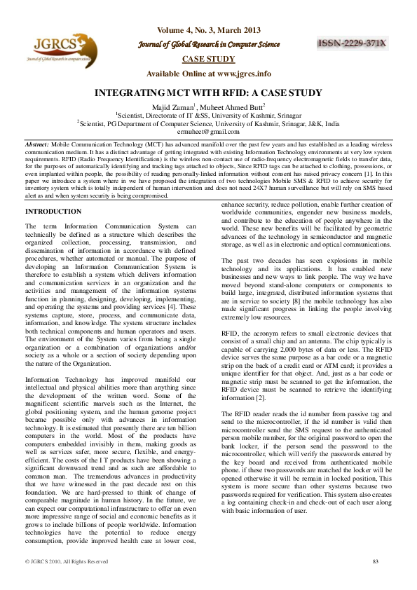 (PDF) Integrating MCT with Rfid: A Case Study