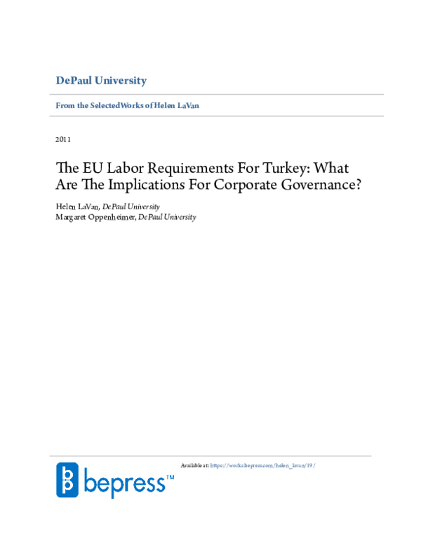 (PDF) The EU Labor Requirements For Turkey: What Are The Implications ...