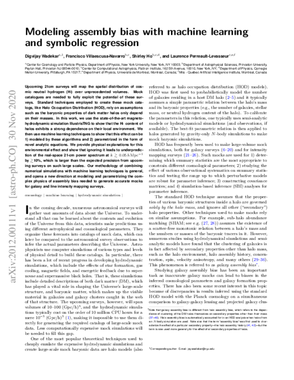 (PDF) Modeling assembly bias with machine learning and symbolic regression