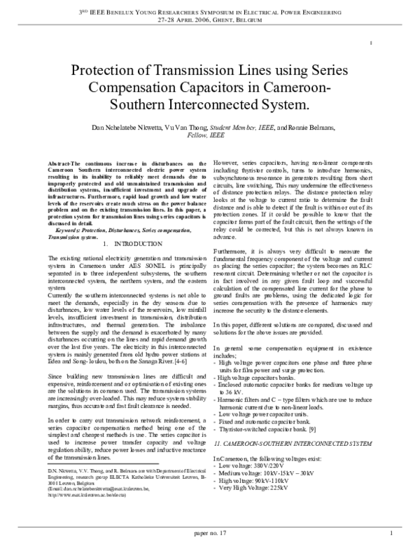 (PDF) Protection of Transmission Lines using Series Compensation ...