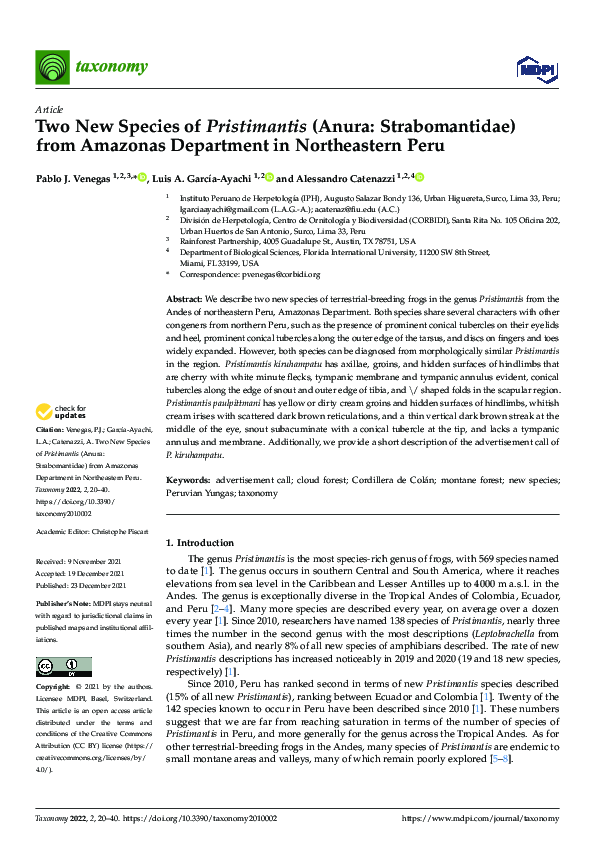 (PDF) Two New Species of Pristimantis (Anura: Strabomantidae) from ...