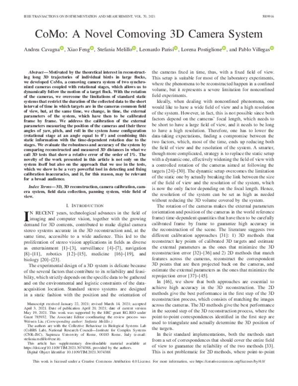 (PDF) CoMo: A Novel Comoving 3D Camera System