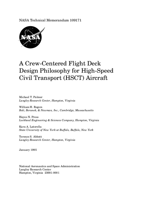 (PDF) A Crew-Centered Flight Deck Design Philosophy for High-Speed ...