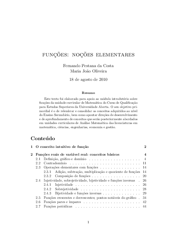 (PDF) Funções: noções elementares