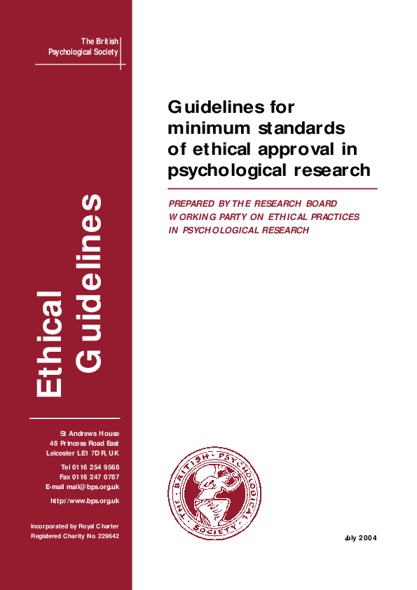 (PDF) Guidelines for Minimum Standards of Ethical Approval in ...