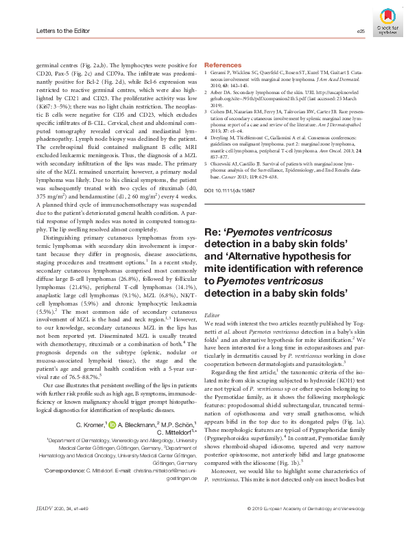 (PDF) Re: “ Pyemotes ventricosus detection in a baby skin folds” and on ...