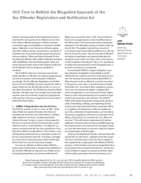 Pdf Rethink Misguided Sex Offender Registration And Notification Act 7755