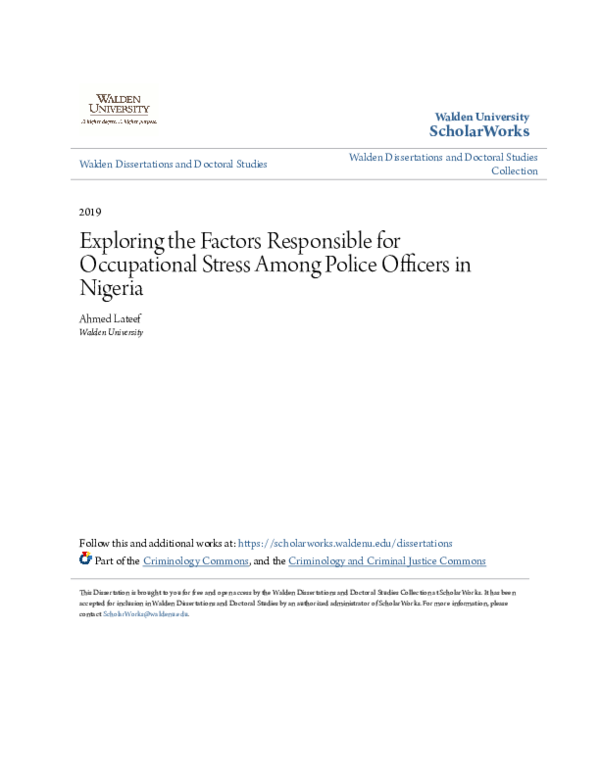 (PDF) Exploring the Factors Responsible for Occupational Stress Among ...