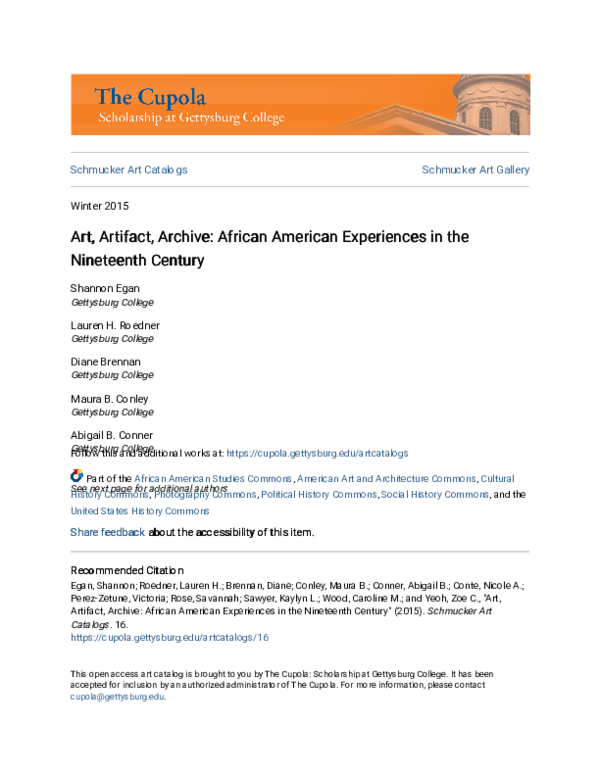 (PDF) Art, Artifact, Archive: African American Experiences in the ...