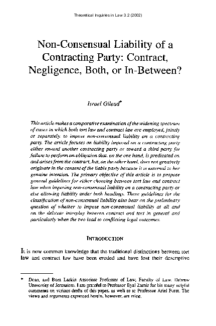 (PDF) Non-Consensual Liability of a Contractual Party: Contract ...