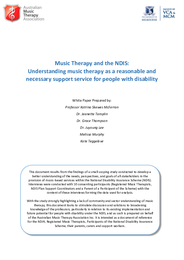 (PDF) Music Therapy and the NDIS: Understanding music therapy as a ...
