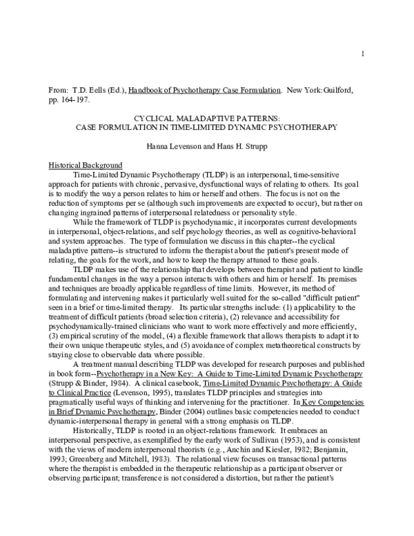 (PDF) Cyclical maladaptive patterns: Case formulation in time-limited ...