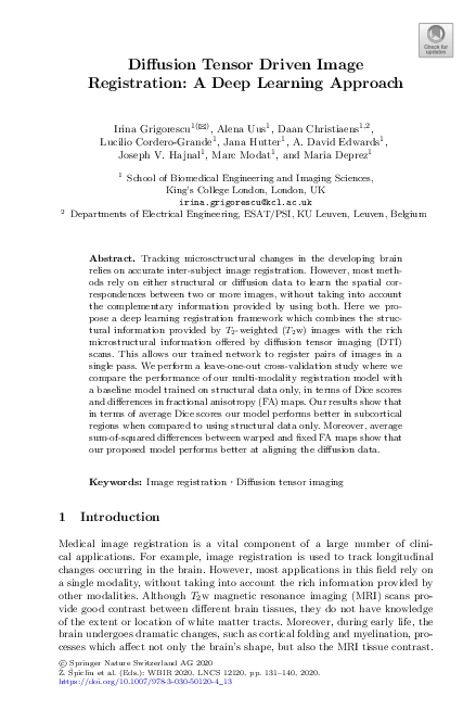 Pdf Diffusion Tensor Driven Image Registration A Deep Learning Approach