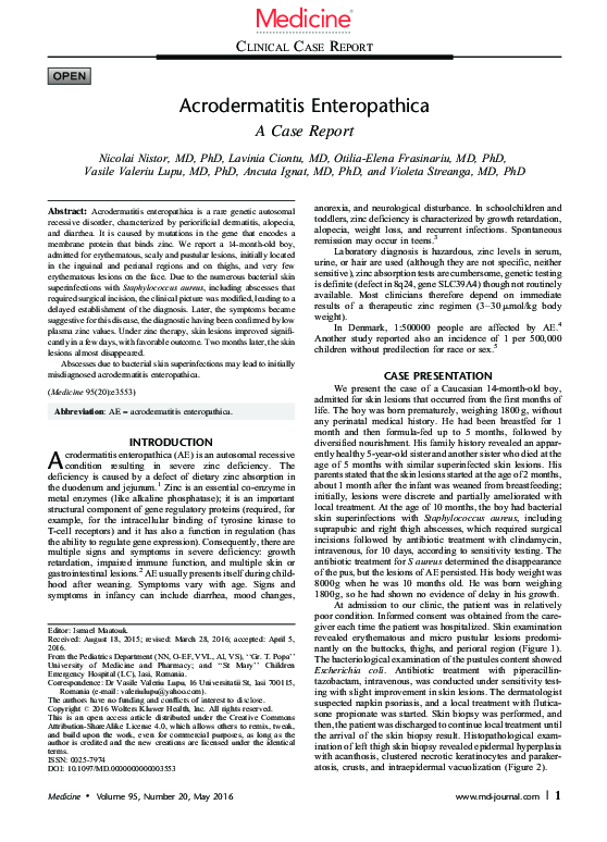 (PDF) Acrodermatitis Enteropathica