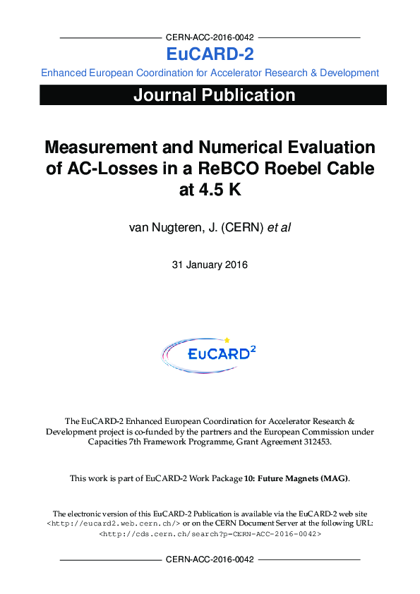 (PDF) Measurement and Numerical Evaluation of AC-Losses in a ReBCO ...