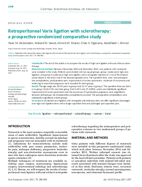 (PDF) Retroperitoneal Varix ligation with sclerotherapy: a prospective ...