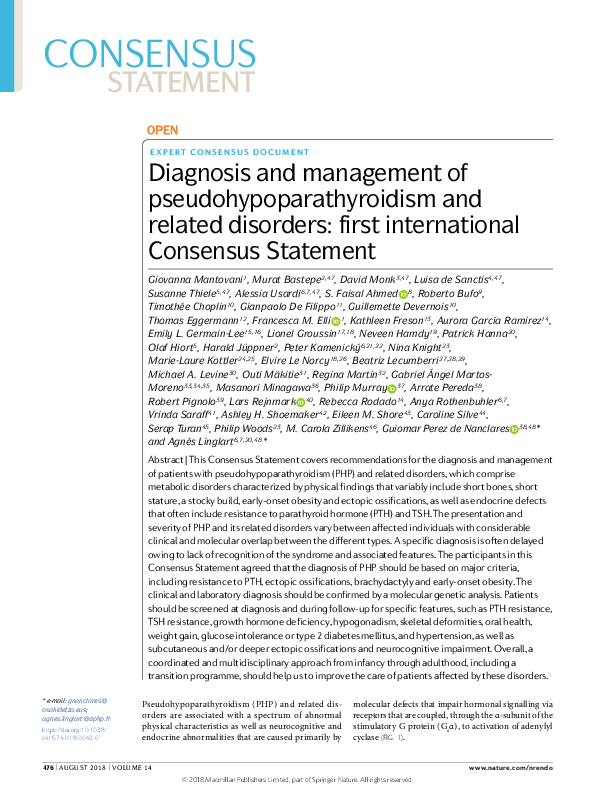(PDF) Diagnosis and management of pseudohypoparathyroidism and related disorders: first ...
