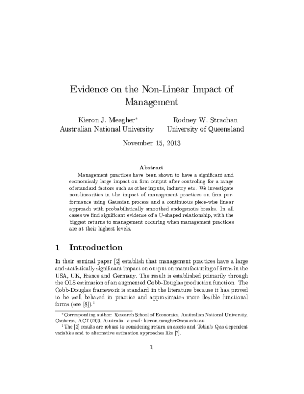 (PDF) Evidence on the Non-Linear Impact of Management