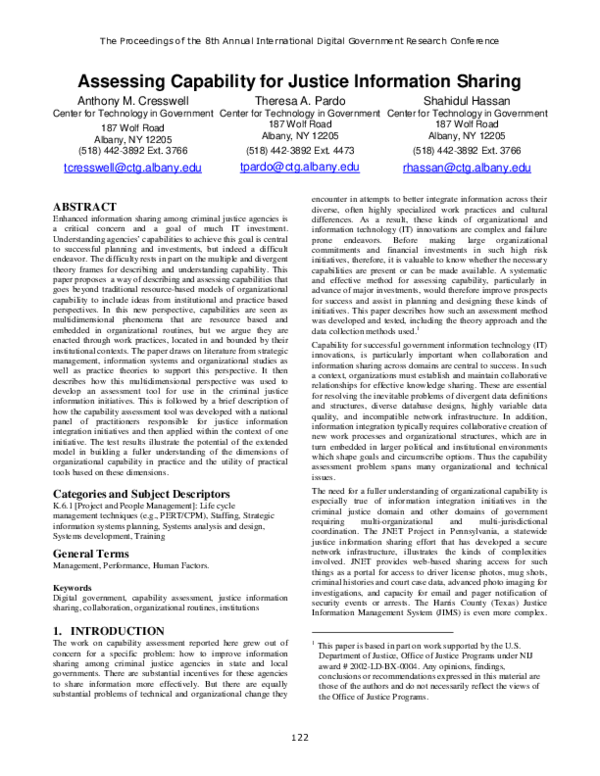 (PDF) Evaluating Justice Information Sharing Capabilities