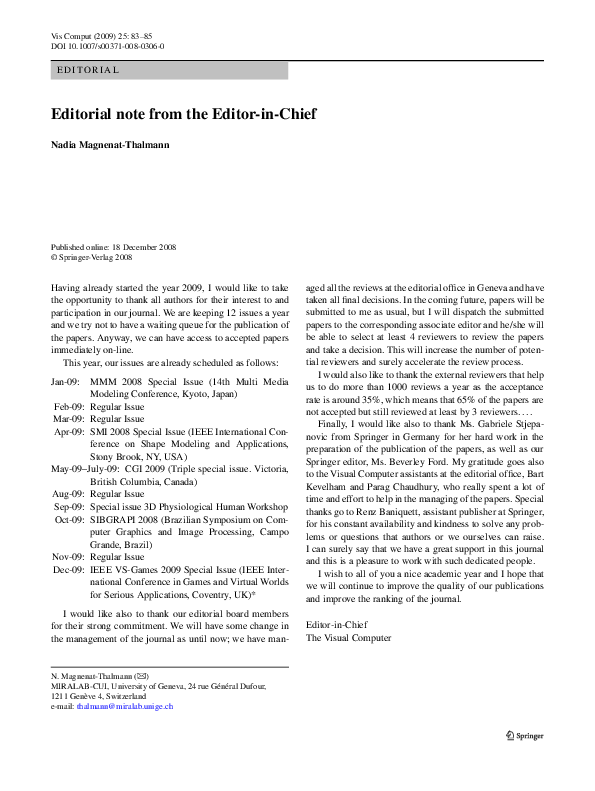 (PDF) Editorial note from the Editor-in-Chief