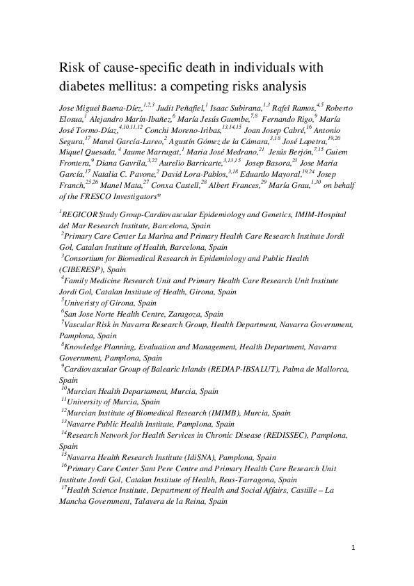 (PDF) Risk of Cause-Specific Death in Individuals With Diabetes: A ...