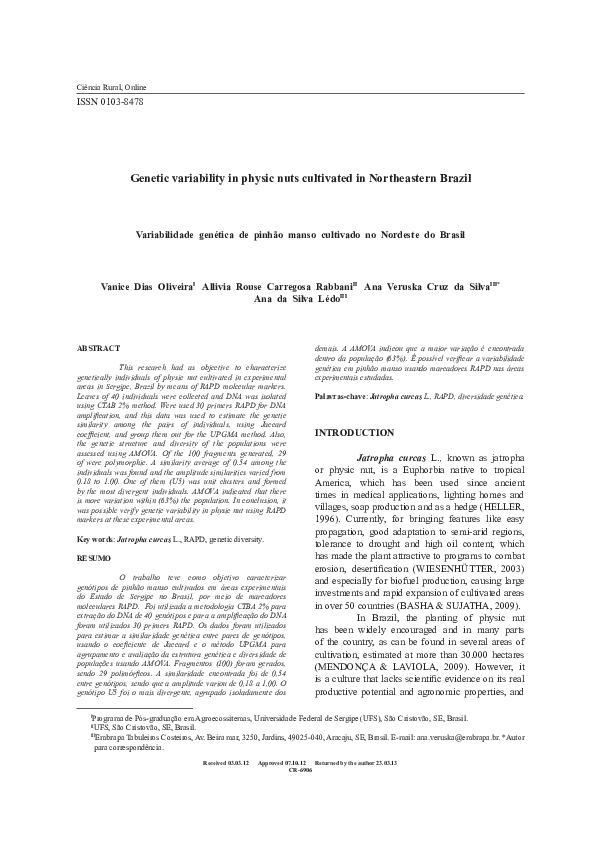 (PDF) Ciência Rural, Online | Vanice Dias - Academia.edu
