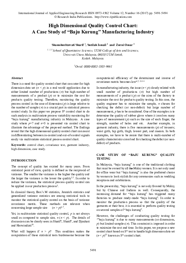 (PDF) High Dimensional Quality Control Chart : A Case Study of “ Baju ...