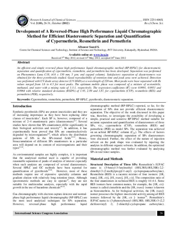 (PDF) Development of A Reversed-Phase High Performance Liquid Chromatographic Method for ...