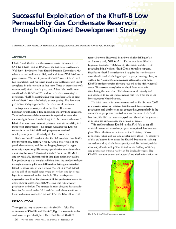 (PDF) Successful Exploitation of Khuff-B Low Permeability Gas ...