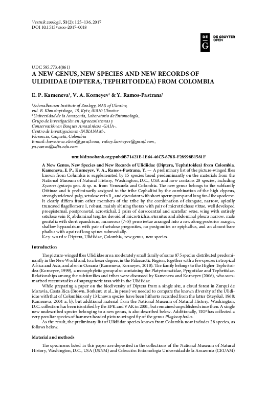 (PDF) A New Genus, New Species and New Records of Ulidiidae (Diptera ...