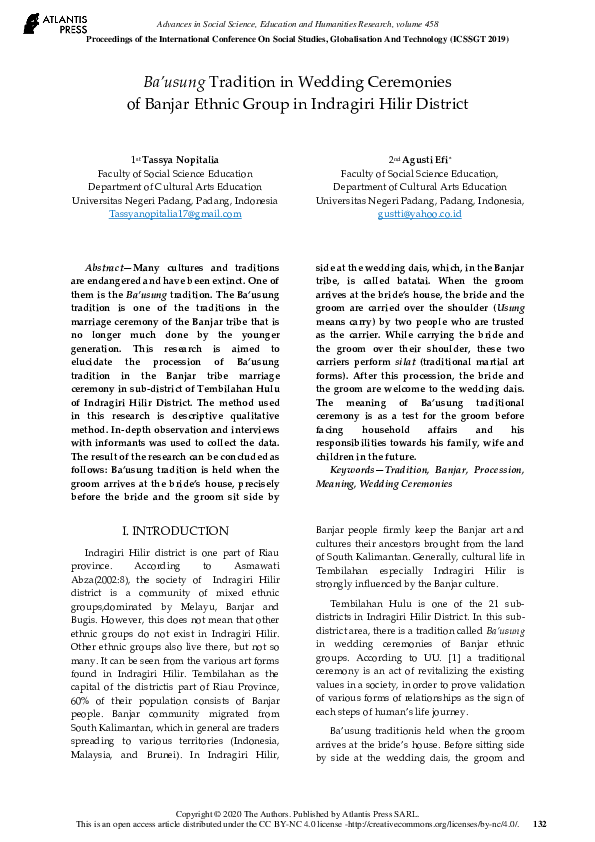 (PDF) Ba’usung Tradition in Wedding Ceremonies of Banjar Ethnic Group ...