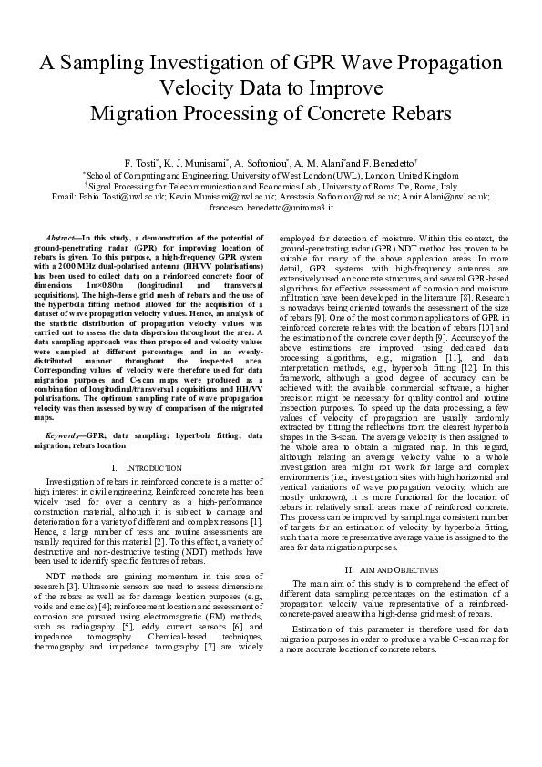 (PDF) A Sampling Investigation of GPR Wave Propagation Velocity Data to ...