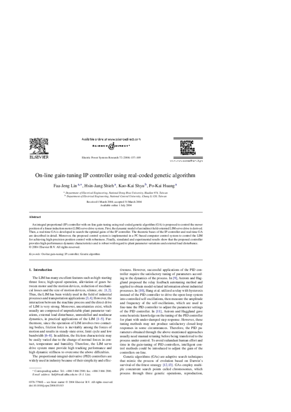 Pdf On Line Gain Tuning Ip Controller Using Real Coded Genetic Algorithm